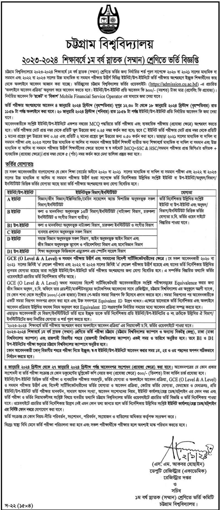 CU Admission Circular 2024-2025 (Apply: admission.cu.ac.bd) - ResultKoi