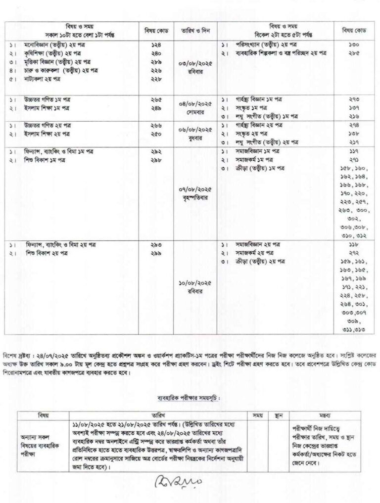 HSC Routine 2025 - PDF Download All Education Board - ResultKoi
